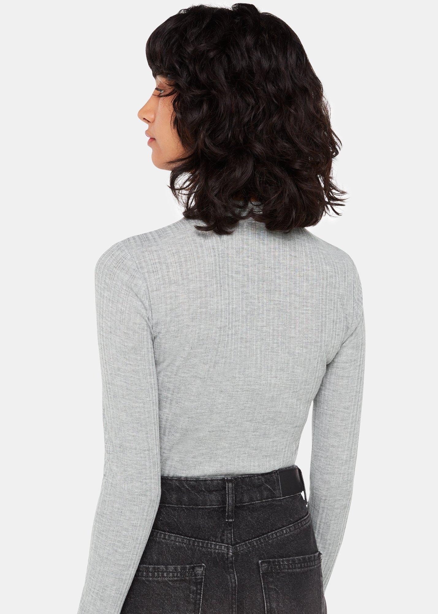 Grey Diagonal Rib Crew Neck Top | WHISTLES | Whistles UK